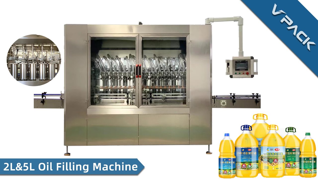 Automatic 2L 5L bottle Edible oil filling capping labeling production ...