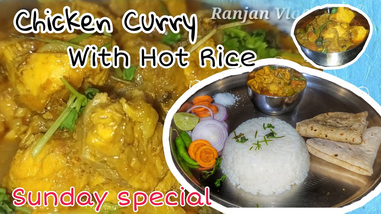 Enjoying Chicken 🐔Curry With Rice At Home || Chicken Curry Recipe # ...
