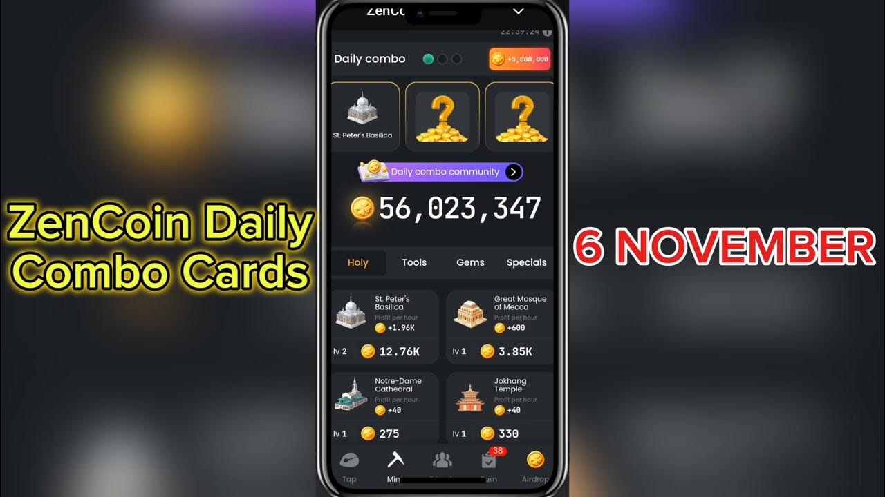 ZenCoin Daily Combo Cards 6 November | Today ZenCoin Combo Cards | ZenCoin Airdrop - YouTube