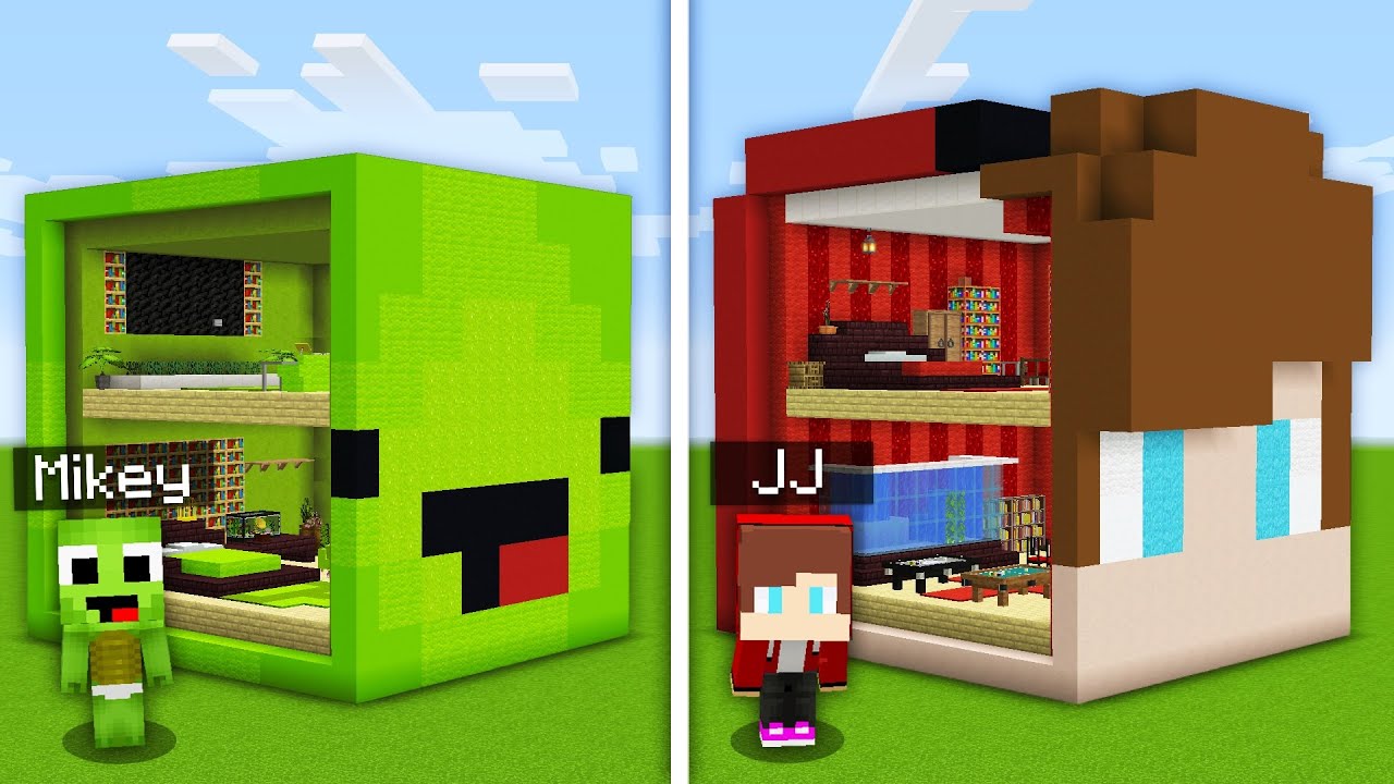 JJ vs Mikey Inside Head Base Build Survival Challenge in Minecraft (Maizen Mizen Mazien) Parody ...