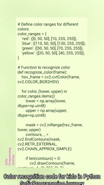 Color Recognition Code for Kids in Python | Fun and Educational Coding Project#PythonForKids ...