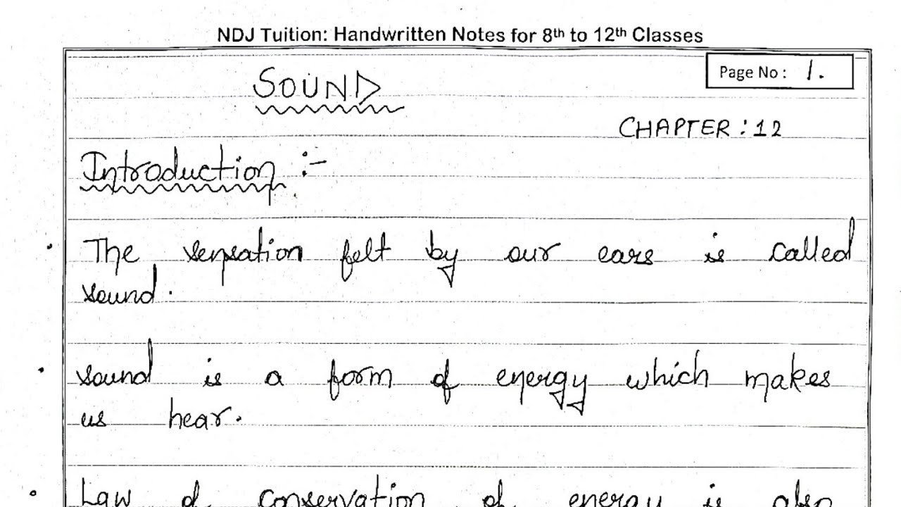 Sound Notes | 9th Science Handwritten Notes - YouTube