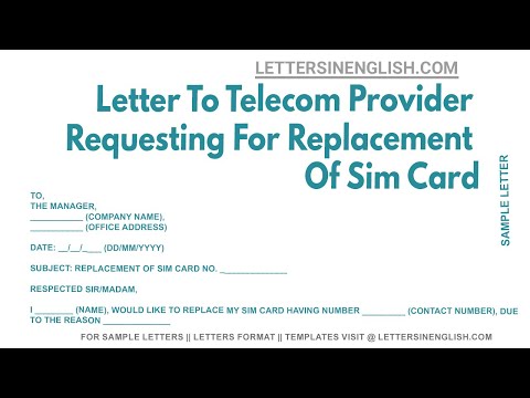 Letter To Telecom Provider Requesting For Replacement Of Sim Card