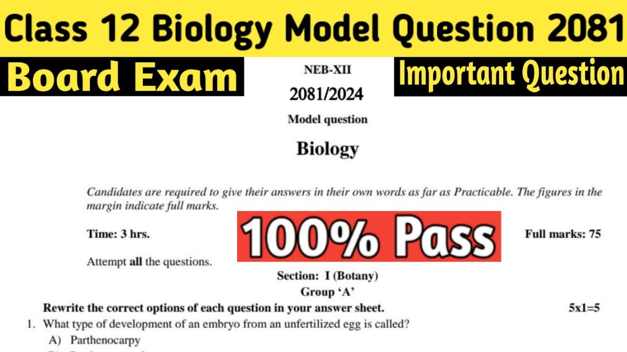 Neb Class 12 Biology Model Question 2081 - Grade 12 Biology Important ...