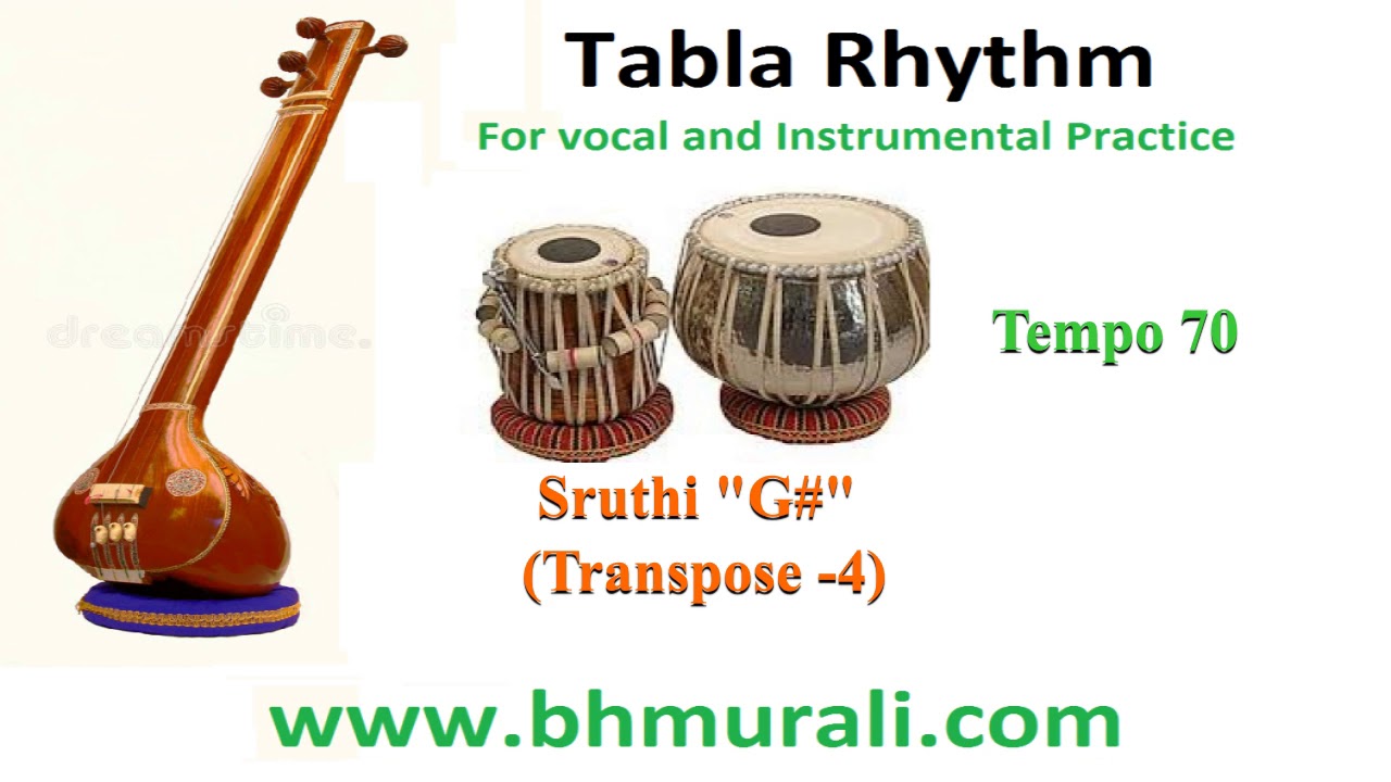 Free Tabla Rhythm - Sruthi "G#" Tempo 70 (Adhithalam) - Practice ...
