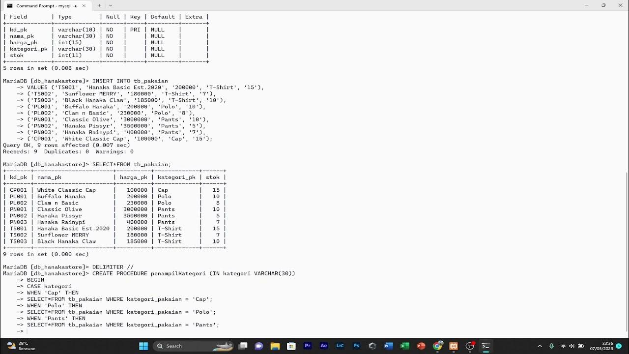 Stored Procedure And Function Menggunakan Command Prompt Sederhana Teknologi Basis Data Youtube