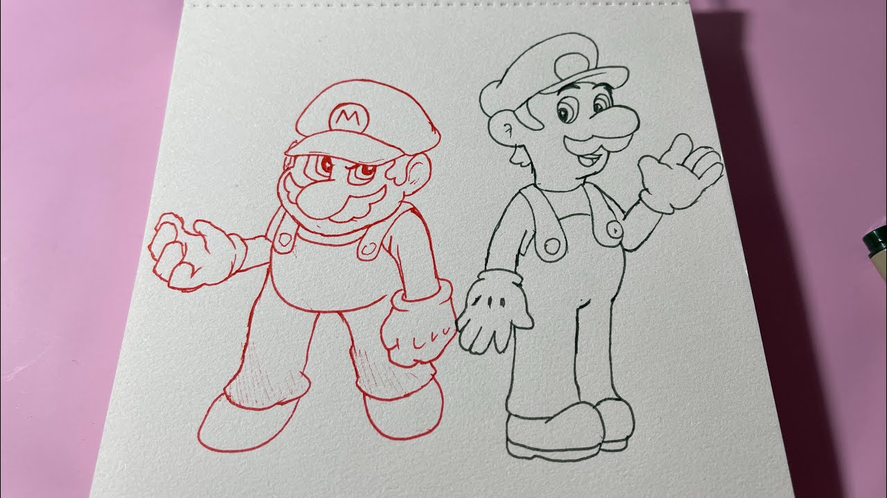 How to draw Luigi step by step - Drawing Luigi in 4 minutes | Drawing ...