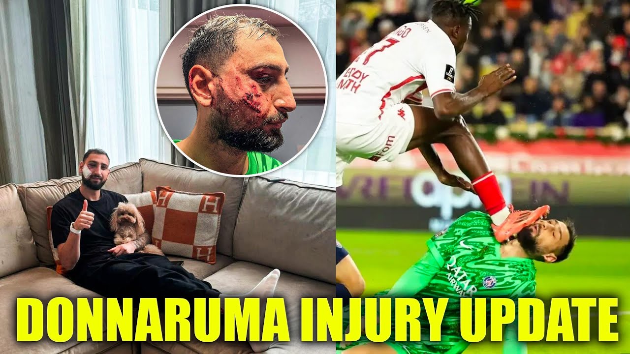 Donnarumma injury on face, Monaco vs PSG Highlights, Ligue 1 2024 ...