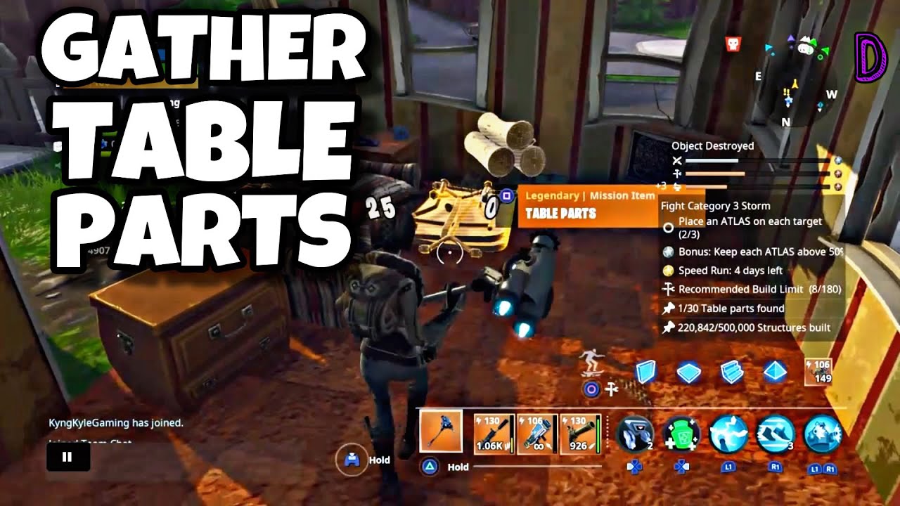 GATHER TABLE PARTS | TABLE READ| FORTNITE SAVE THE WORLD - YouTube