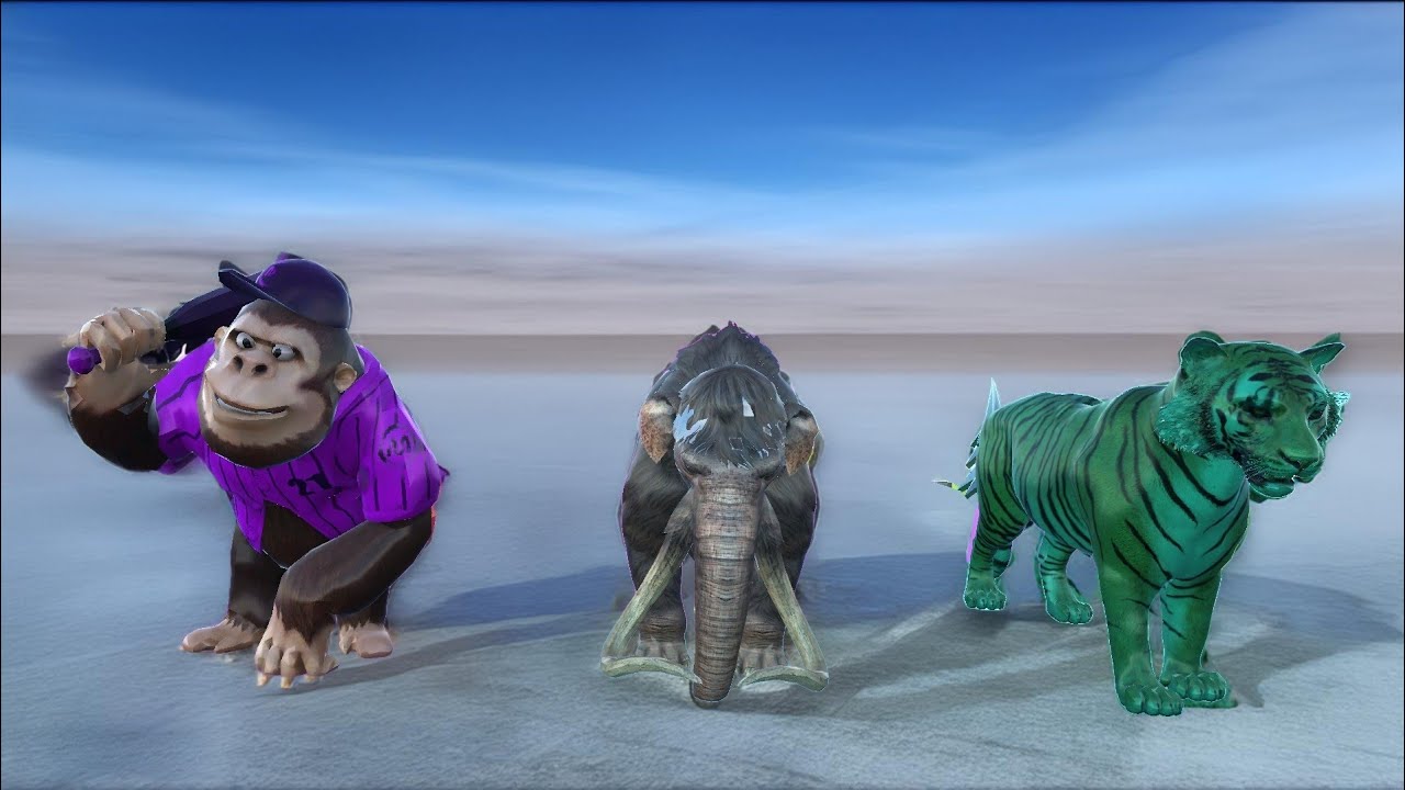 Paint animals transformation with lion cow piglet mammoth tiger in ...
