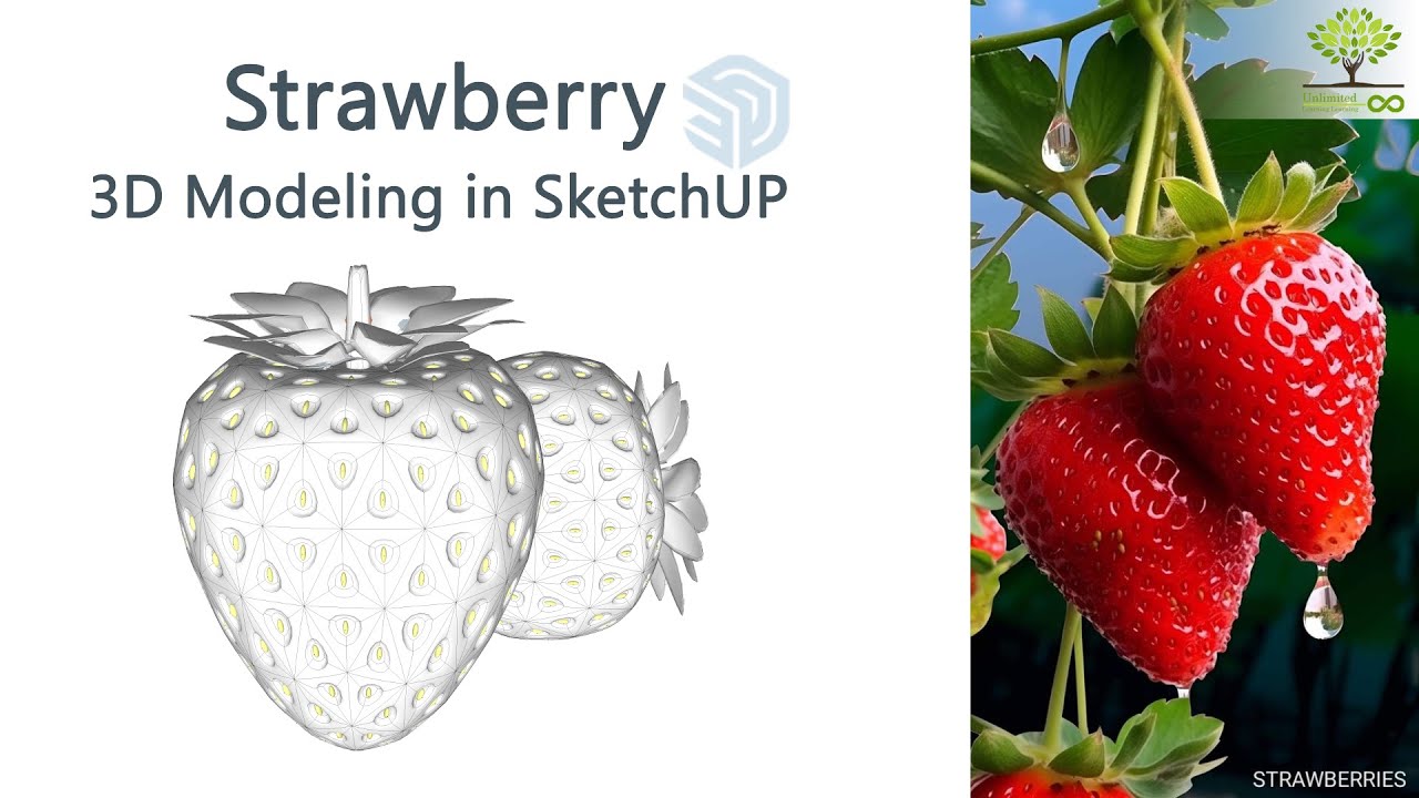 How to make 3D modeling Strawberry fruit in SketchUp - YouTube