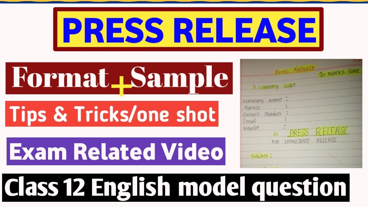 Press Release writing in English Class 12||how to write press release ...