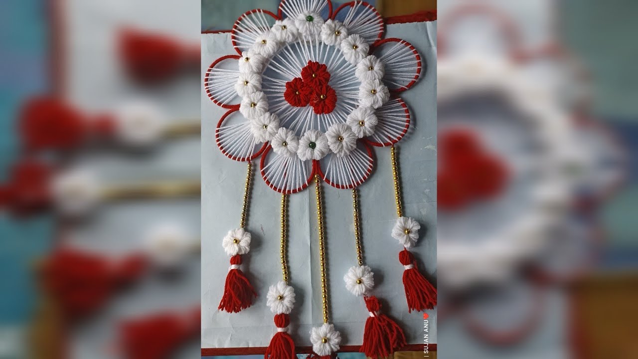 How to make a beautiful woolen flower wall hanging। woolen wall hanging ...