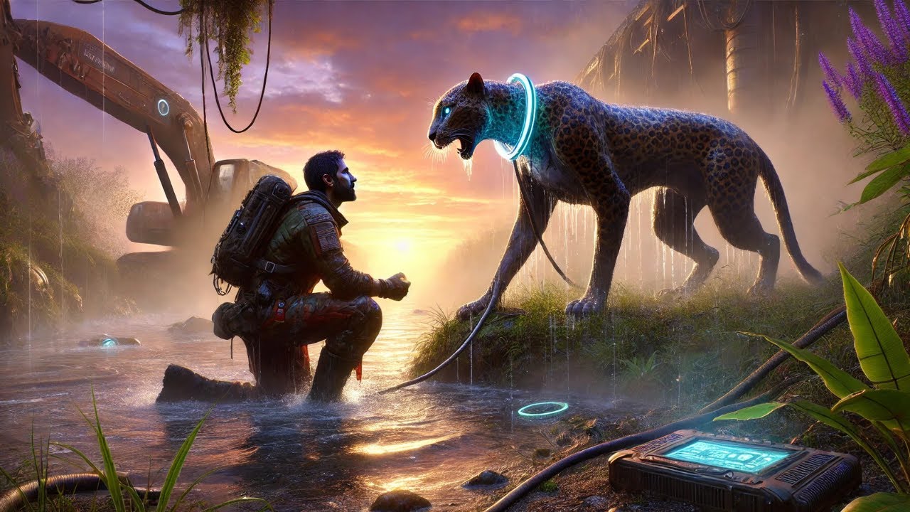 The Alien Leopard doesn't know what to do when the Human Mechanic saves ...