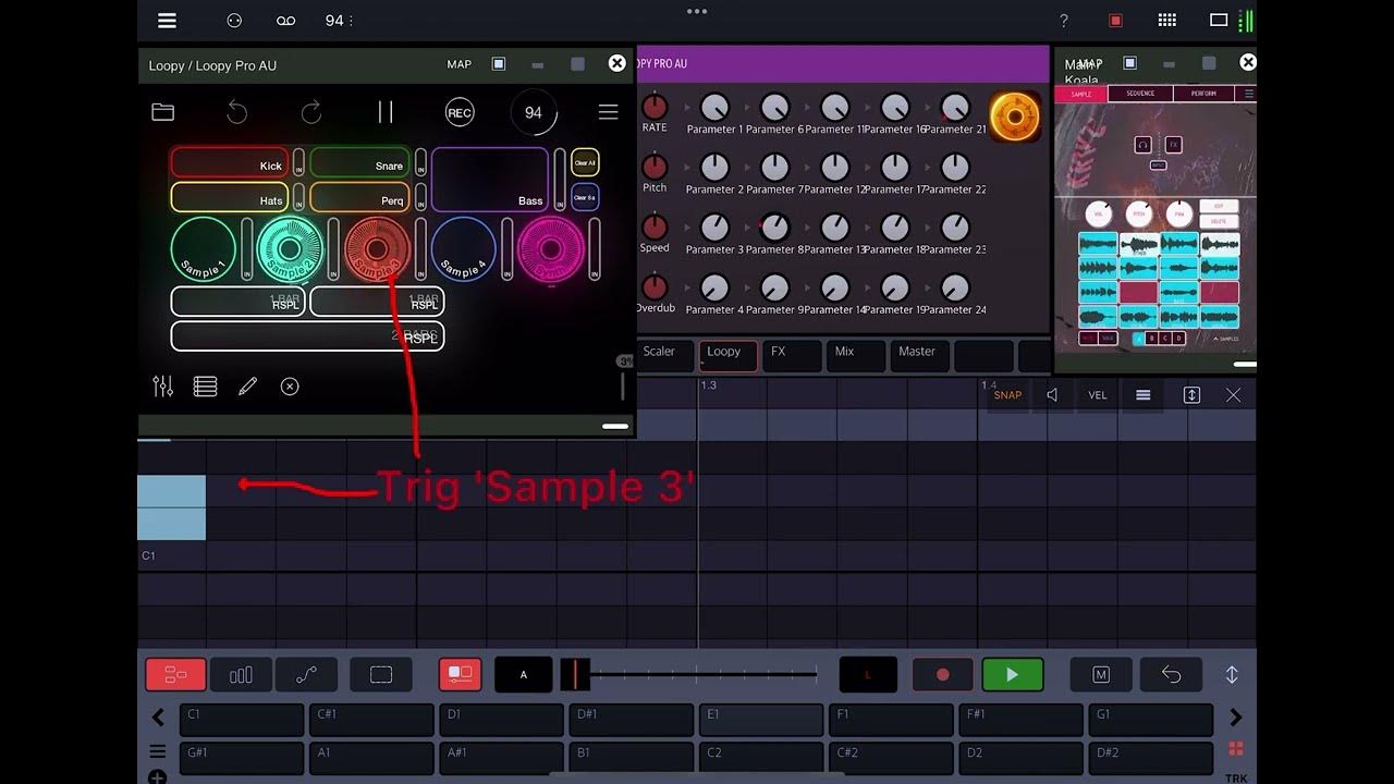 Drambo + Loopy Pro 1.1 setup Octatrack workflow (RATE, Speed, Pitch P-lock) - YouTube