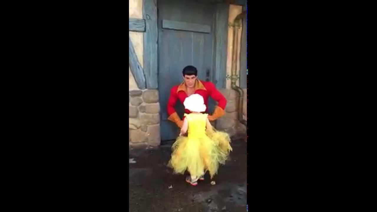 Gaston makes my daughter cry at Disney World - Hilarious! - YouTube