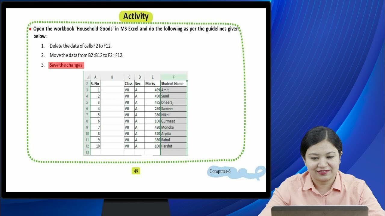 Ch 5 | Gabriel Books | Computer | Class 6 | MS Excel : Working with Worksheet | For children ...