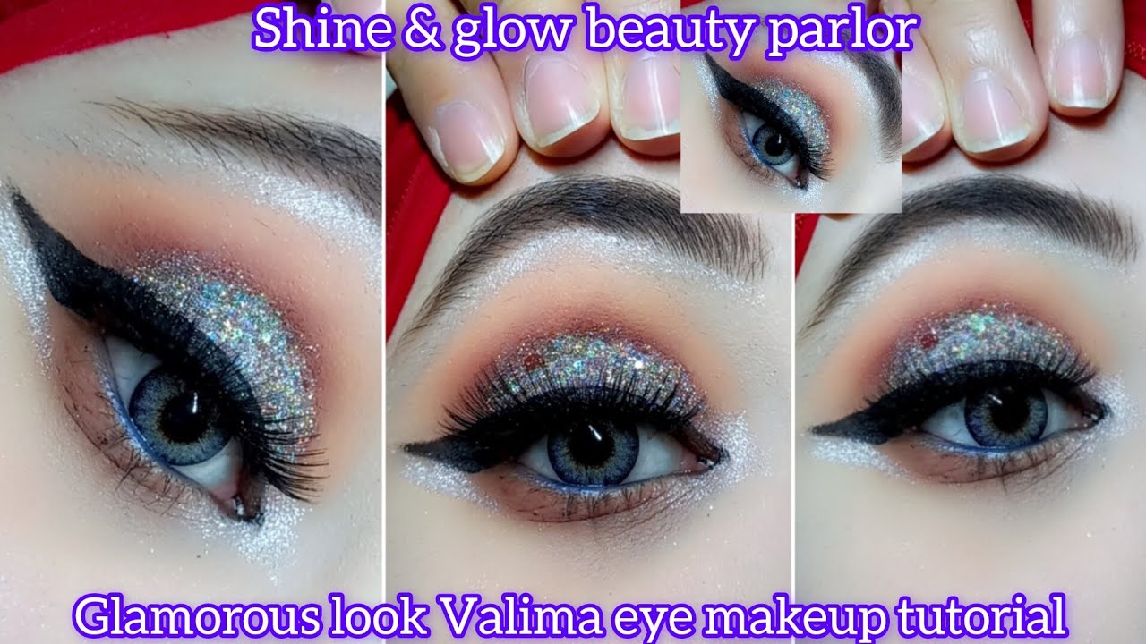 glamorous look Valima eye makeup tutorial |chunky glittery eyes makeup ...