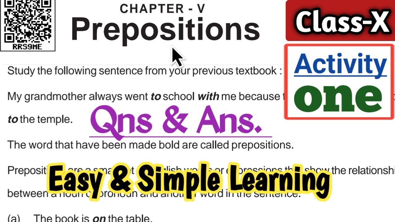 Prepositions Class 10 english grammar activity 1 question answer - YouTube