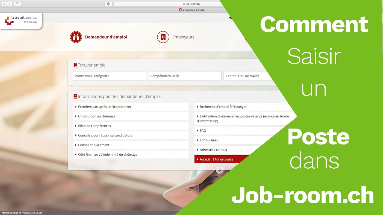 Comment saisir un poste dans job-room.ch? - YouTube