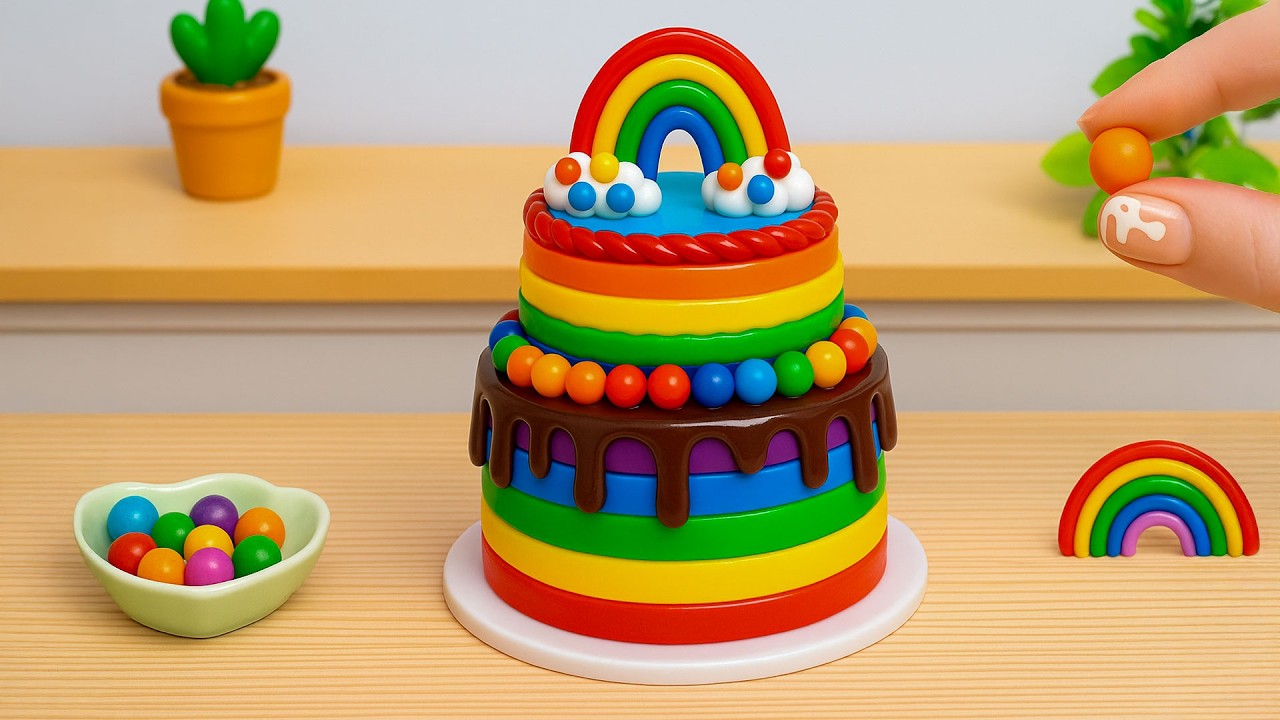 Rainbow Chocolate Cake 🌈 Colorful Layers With Candy Balls | Amazing ...