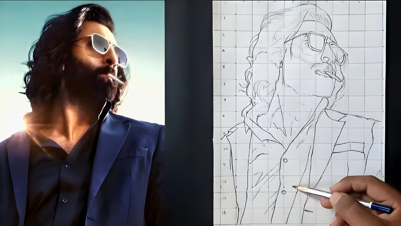 Animal Movie Drawing | Outline Drawing | Ranbir Kapoor | Tutorial #part ...