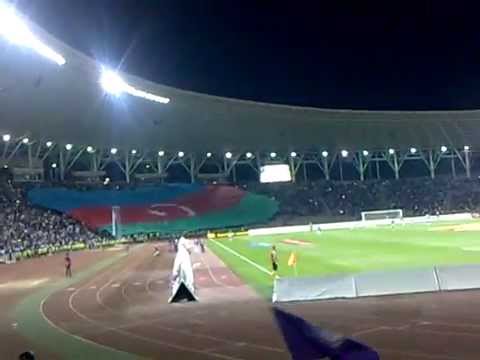 Qarabagh FC Fans super flag show in Europe League