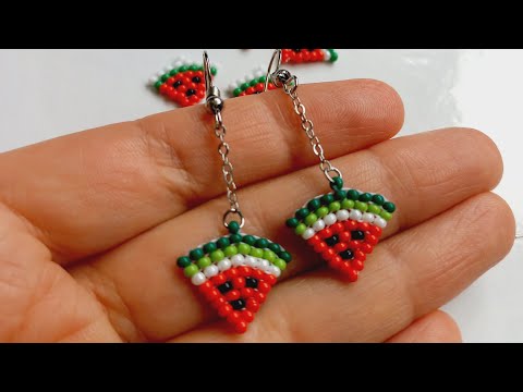 Kumboncuktan karpuz (tuğla tekniği)yapımı (kolye ,küpe ,bileklik ,anahtarlık )yapılabilir:))