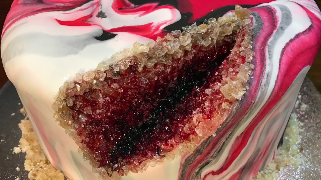 Red, Black and White Geode Cake made by Talia's Tasty Treats! - YouTube
