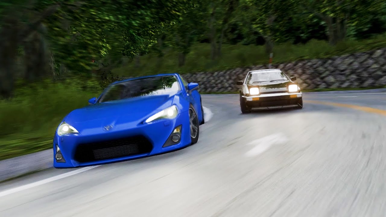AE86 vs GT86 Initial D style - YouTube