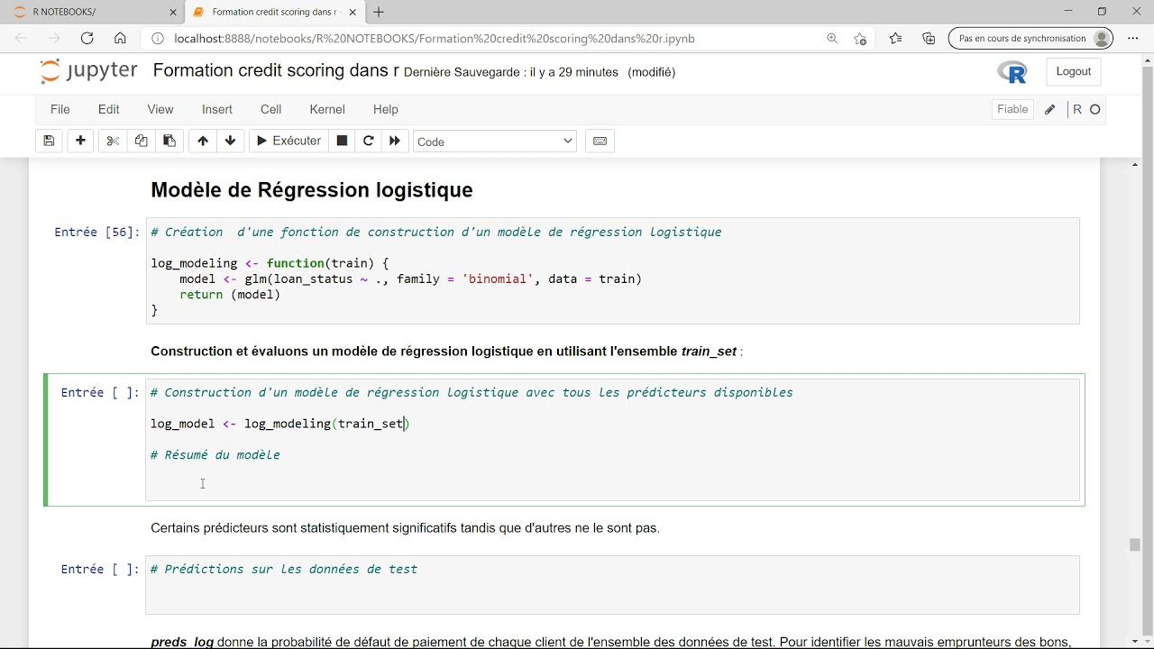 Modèle de régression logistique et prédictions des probabilités de ...