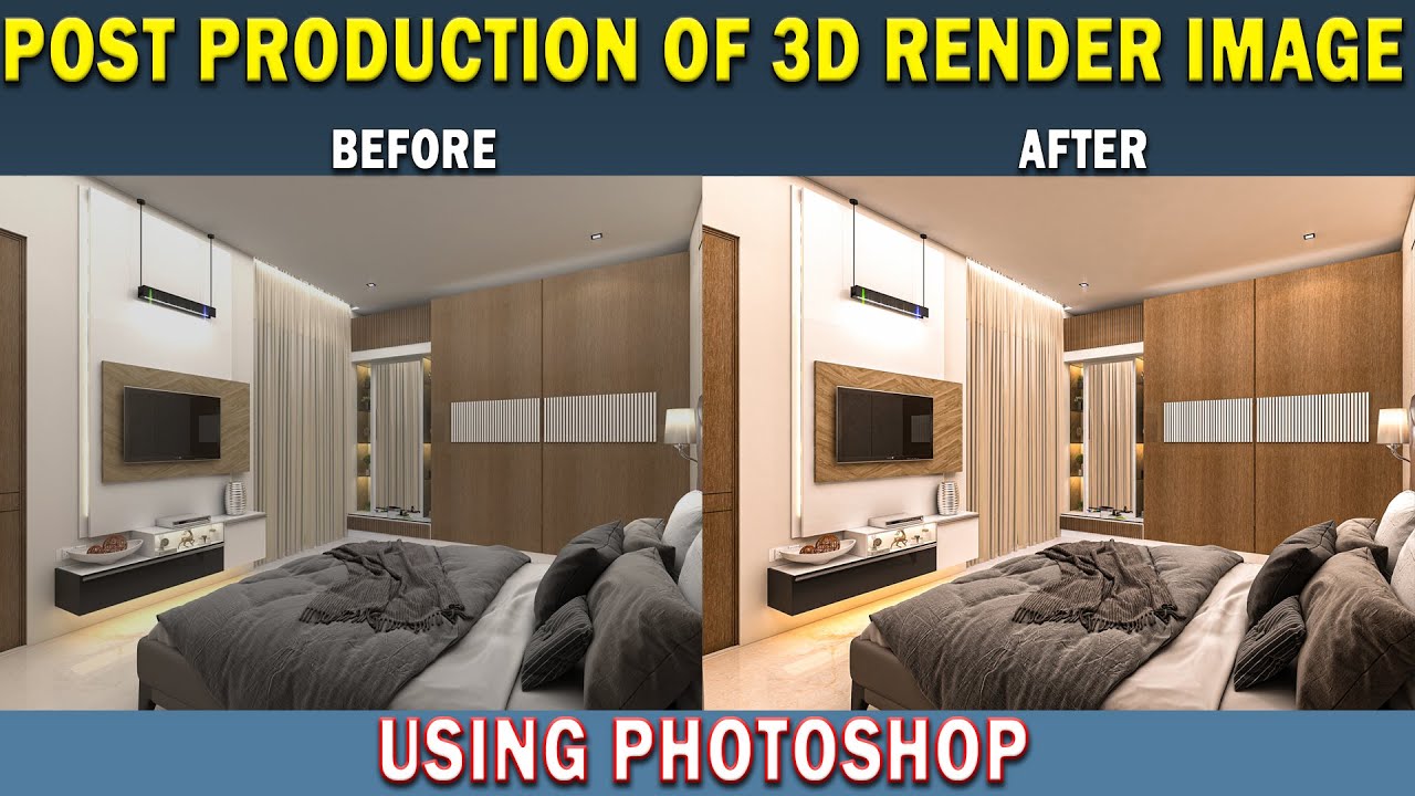 Post Production of 3d Render Image in Photoshop | Using Camera Raw ...