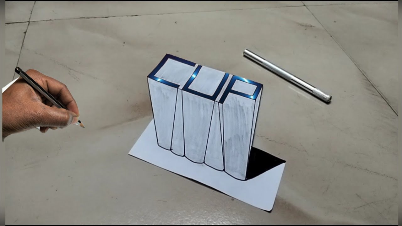 Cup 3d drawing step by step easy - YouTube