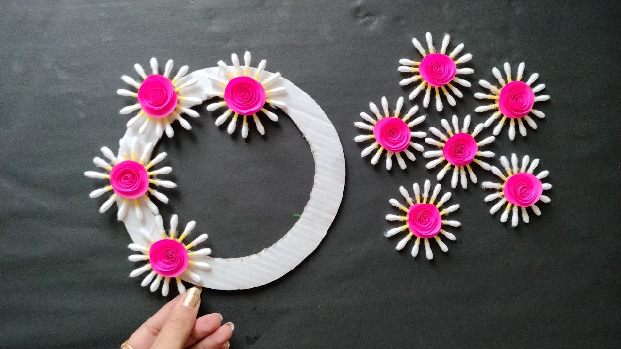 Amazing Wall Hanging Craft Using Cotton Earbuds And Cardboard|| Best ...