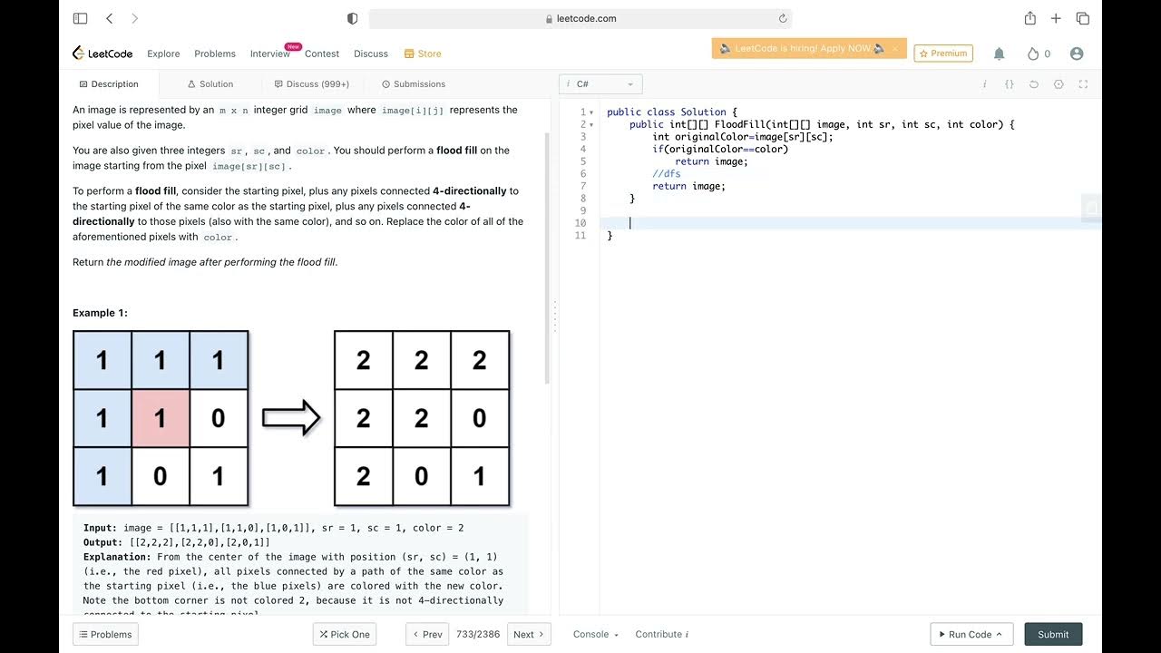Flood Fill #leetcode #csharp #easy - YouTube