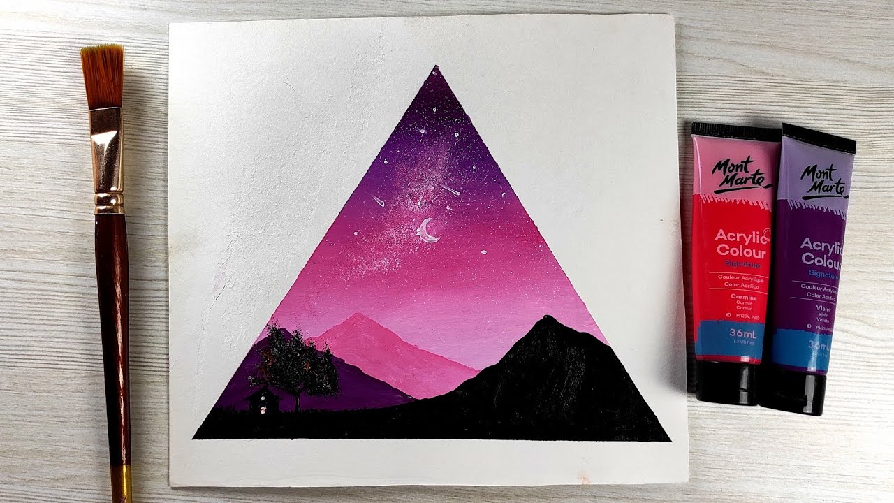 Easy triangle landscape painting | Easy poster\acrylic painting for ...