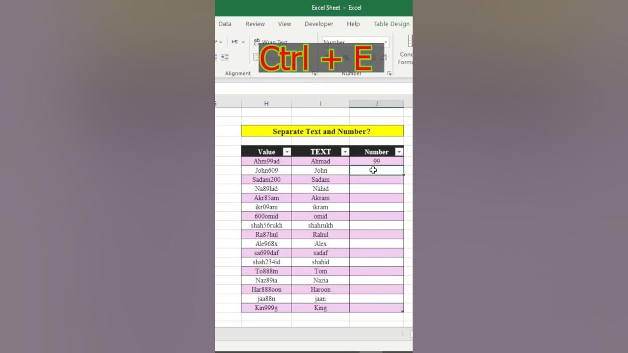 Separate Name From A Number In Excel Smartexcel Smartsheet Excel Exceltricks Exceltips