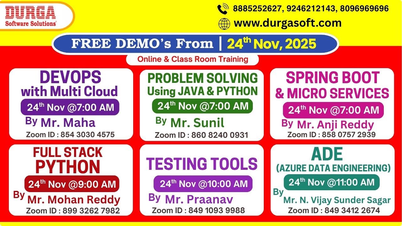 New Batches in Online & Class Room Training @ DURGASOFT - YouTube