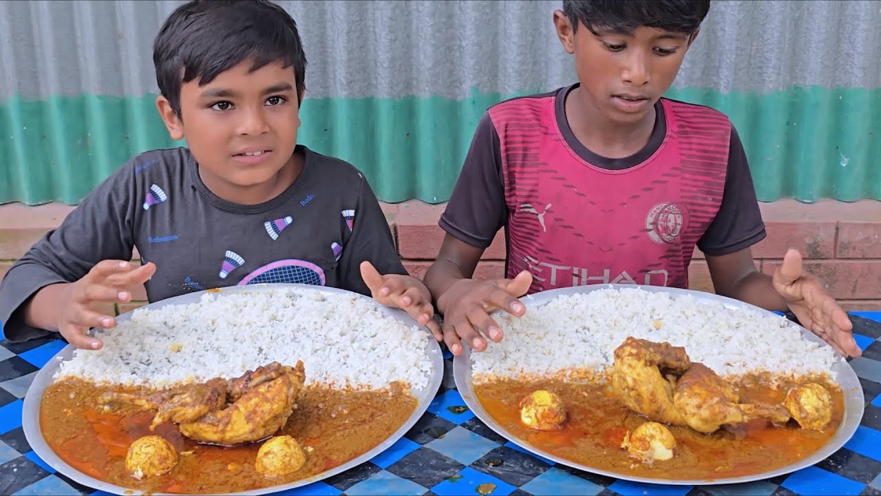 Eating Challenge || Whole Chicken Curry with Rice Eating Competition ...