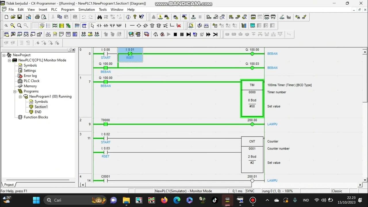 Tugas PLC (Simulasi rangkaian keep, timer, counter, difu, difd, dan compare) - YouTube