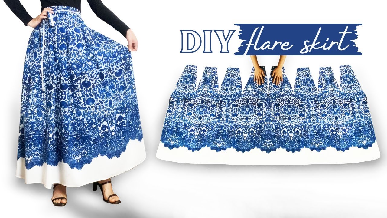 Very Easy Flared Skirt Cutting and Stitching with Elastic Band | Loyce ...