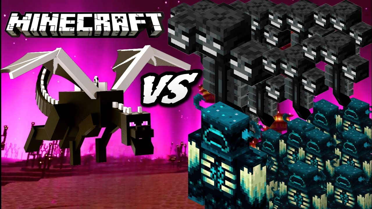 "Minecraft Boss Battle: Ender Dragon vs. Warden & Wither | Ultimate ...