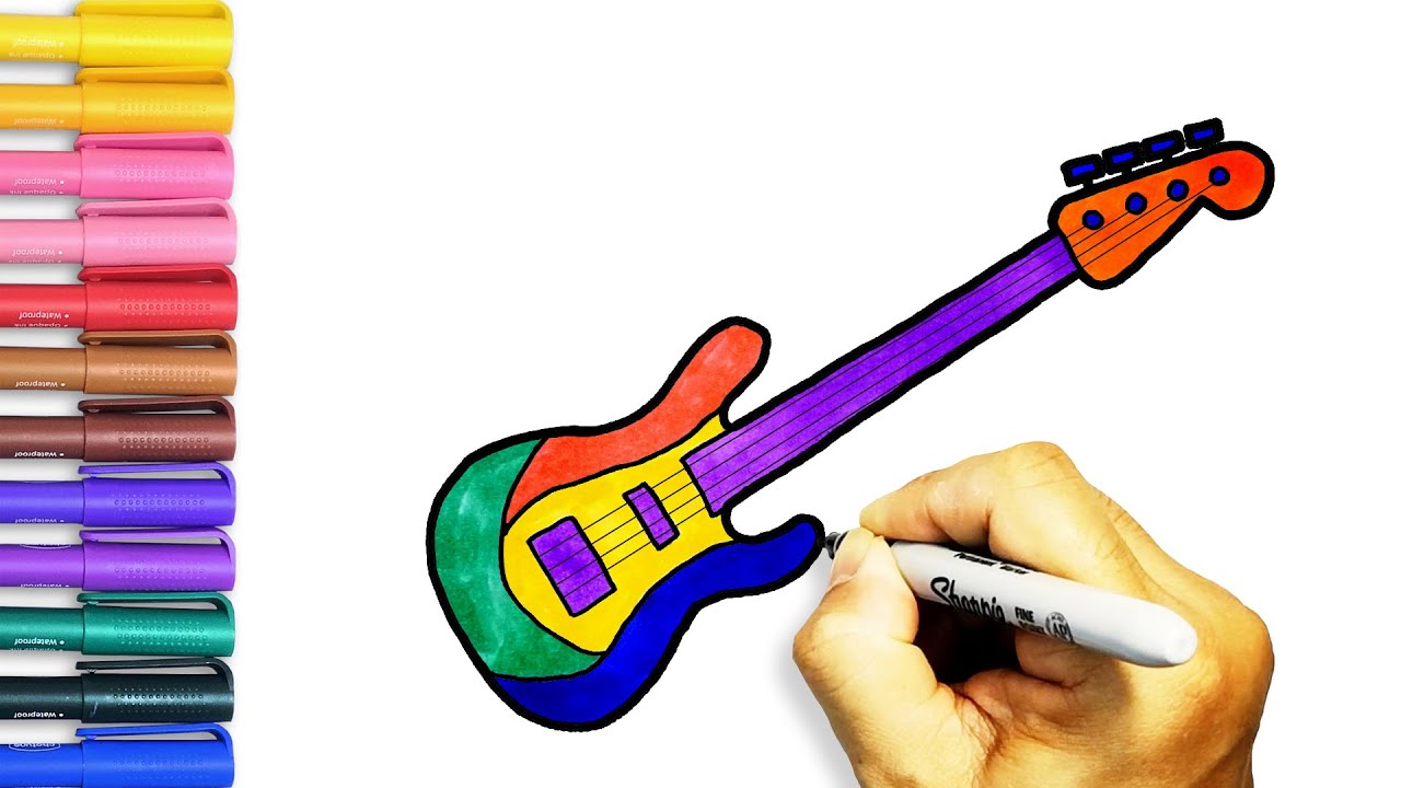 How to draw a Guitar for Beginners | Step-by-Step Easy Drawing ...