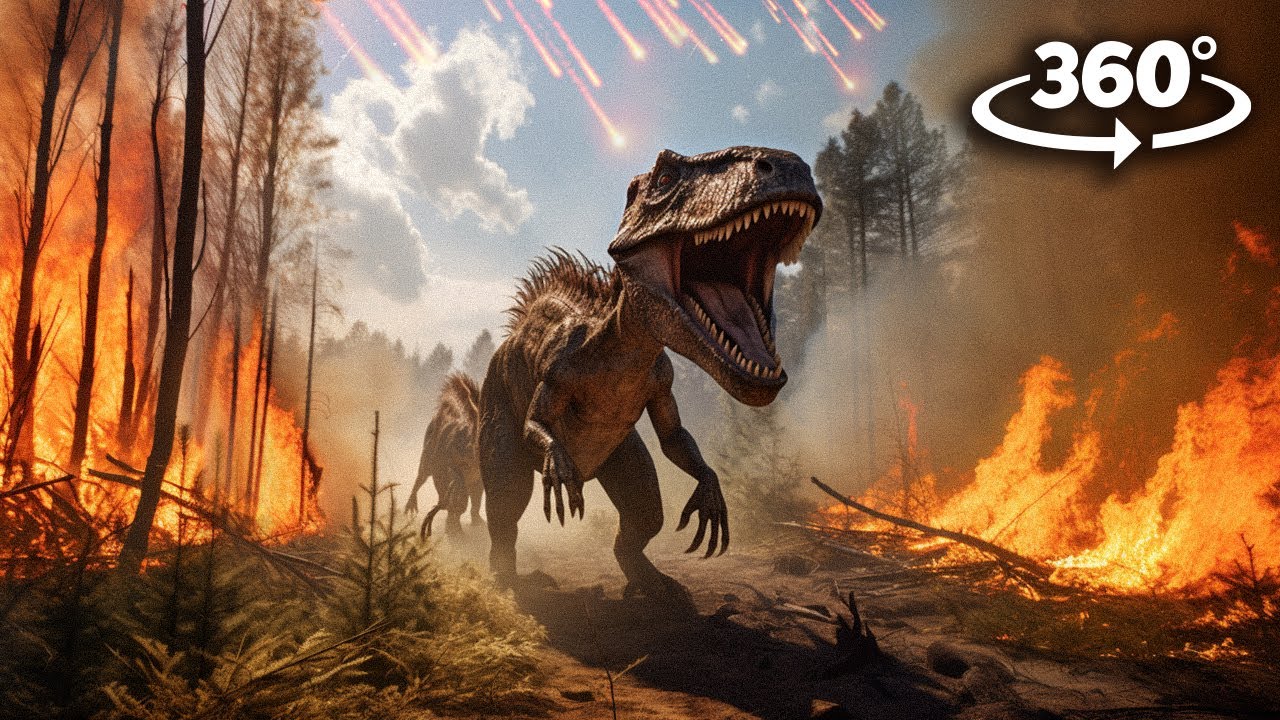 360° Dinosaur's Last Day 2 - Asteroids and Wildfires VR 360 Video 4k ...
