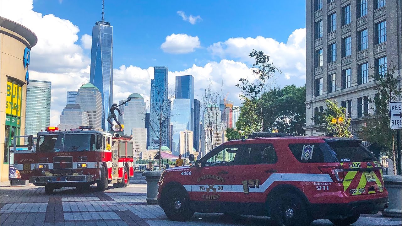Jersey City NJ Fire Department JCFD 1st Battalion Responding - YouTube