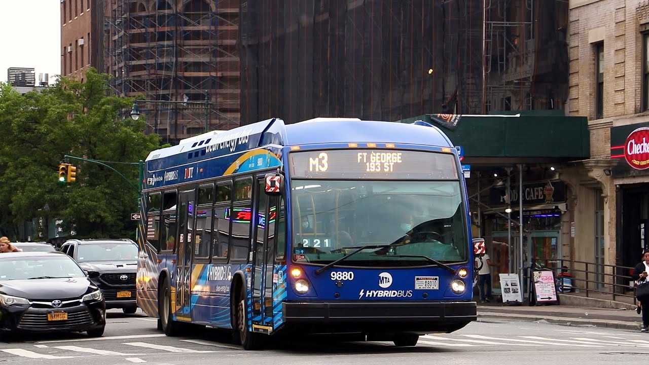 MTA New York City Bus: 2021 Nova Bus LFS HEV 9880 on the M3 Bus. - YouTube