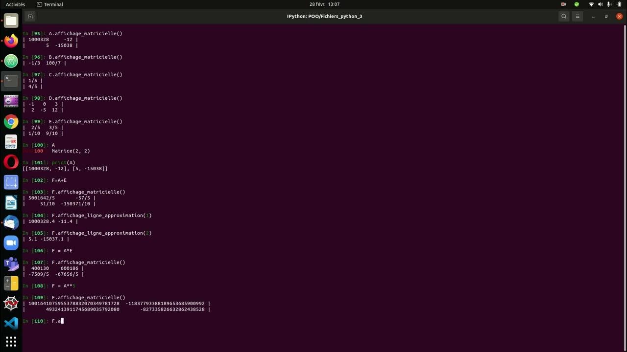 Utilisation d'une classe Matrice en Python 3 - YouTube