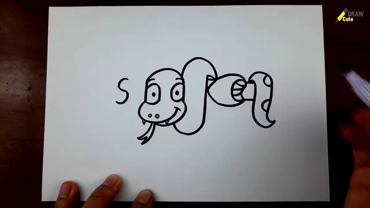 How To Draw A Snake Using The Word Snake - YouTube