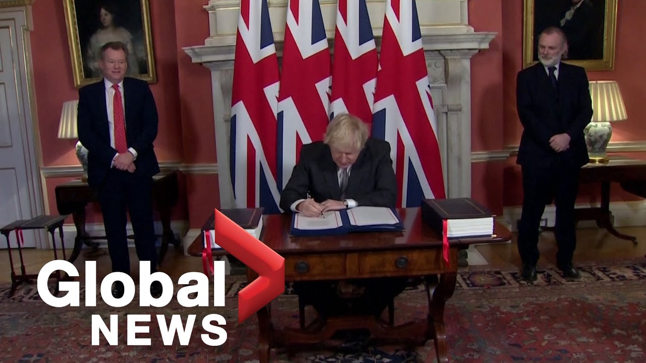 Uk Pm Boris Johnson Signs Post Brexit Trade Deal With Eu Youtube