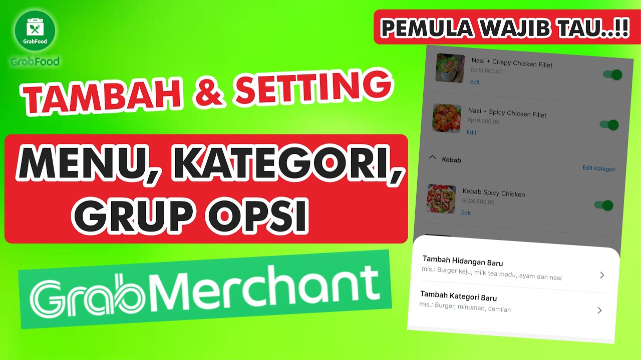 CARA MENAMBAHKAN MENU DI GRAB MERCHANT TERBARU | TUTORIAL GRABFOOD ...
